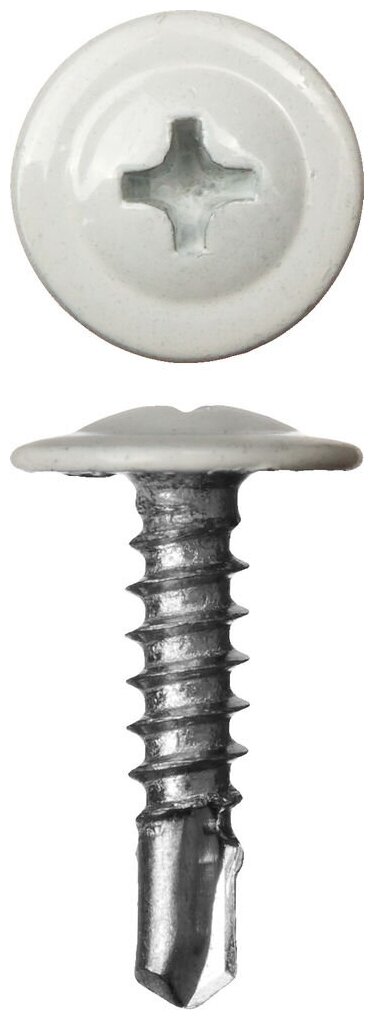 Саморезы с прессшайбой и сверлом для листового металла ЗУБР ПШМ-С белый 25 х 4.2 мм 400 шт. 300211-42-025-9003