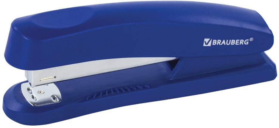 Степлер №24/6, 26/6 BRAUBERG "Standard+", до 30 листов, полнозагрузочный, синий, 228607, 228607