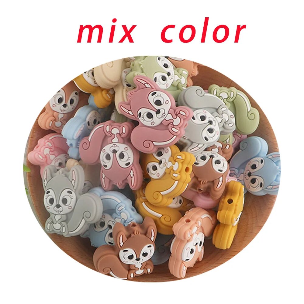 Силиконовые бусины с белками, mix color, 5шт