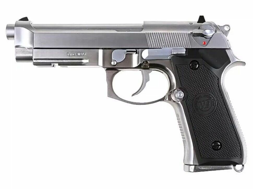 Пистолет пневм. WE BERETTA M9A1 new, хром, металл, рельса