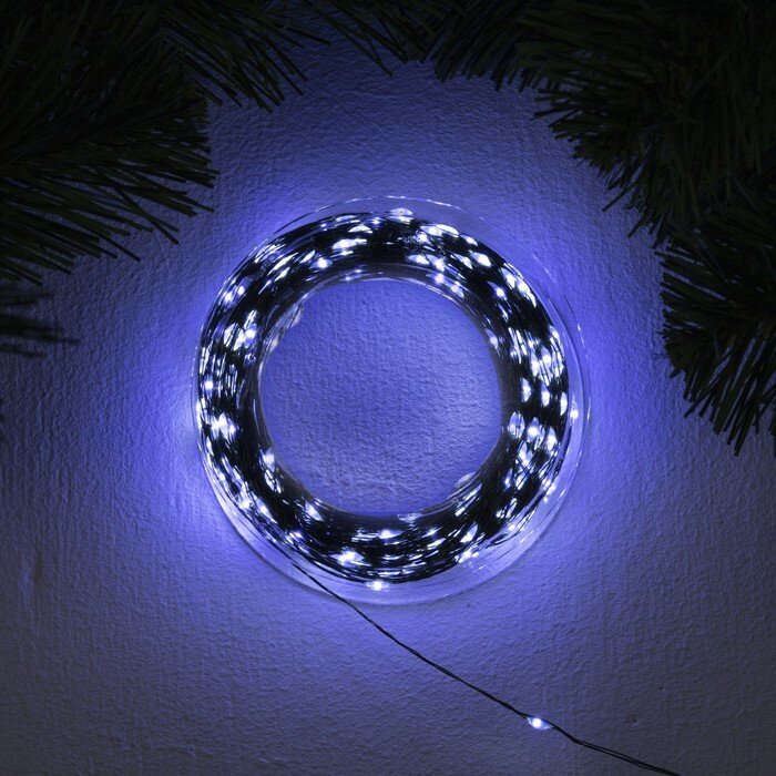 Гирлянда Нить 50 м, роса, IP44, зелёная нить, 500 LED, свечение белое, 8 режимов, 31 В