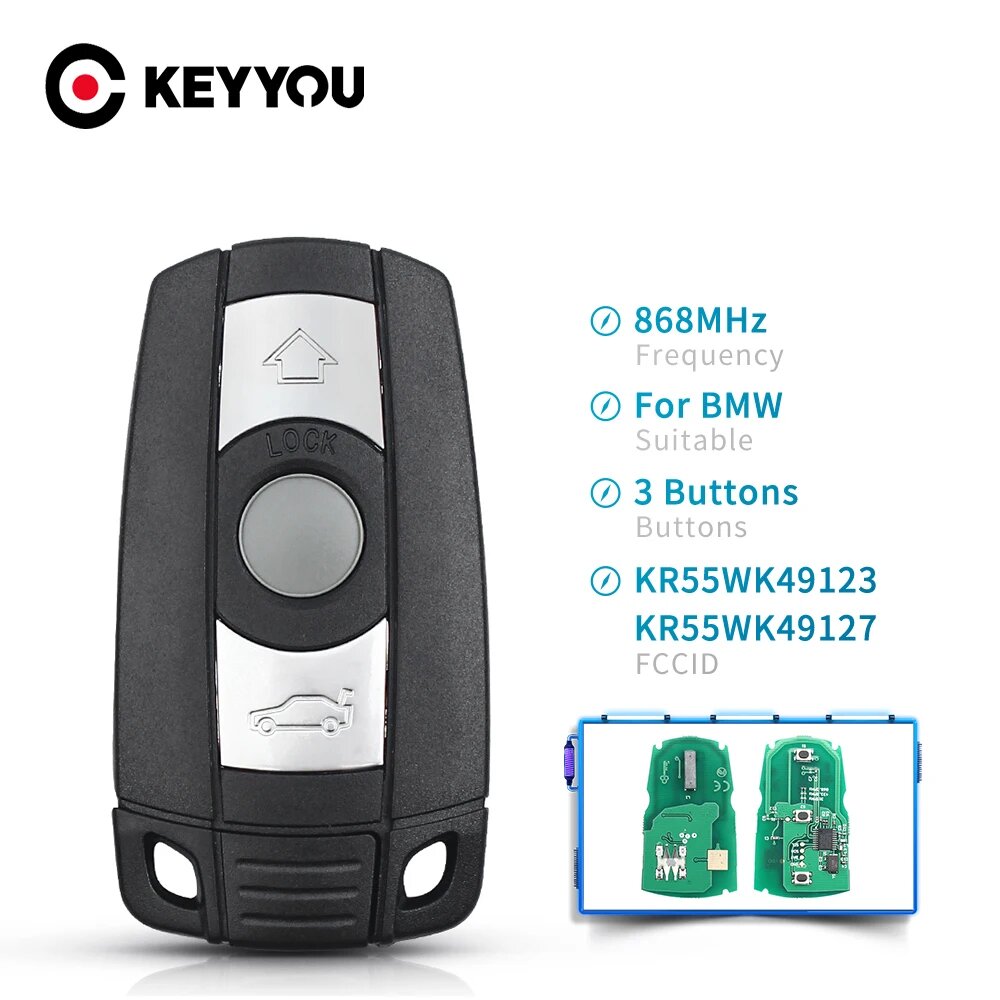 KEYYOU 3 кнопки для BMW 868MHz KR55WK49123/49127