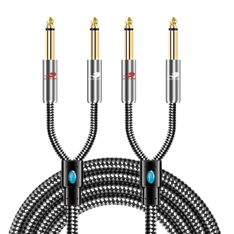 Аудиокабель GOLLE YLION линейный 1/4"-2х1/4" 2x6.35-2x6.35 Gray, 3 м