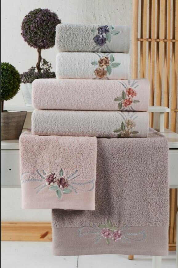 Комплект махровых полотенец KARVEN ELIT 50*90 6 шт. H 7000 ROSE
