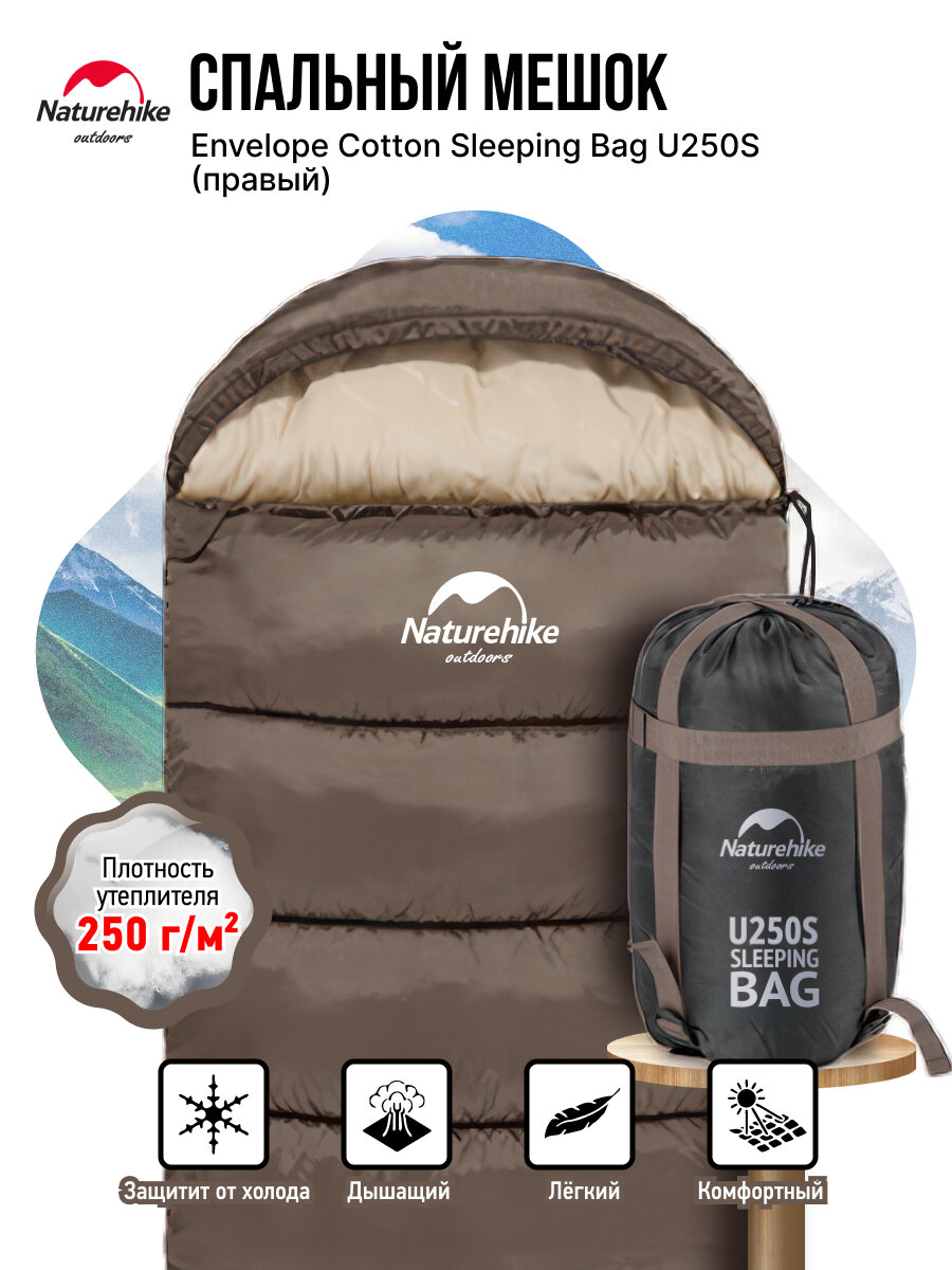 Спальный мешок Naturehike New Envelope Cotton Sleeping Bag With Hood