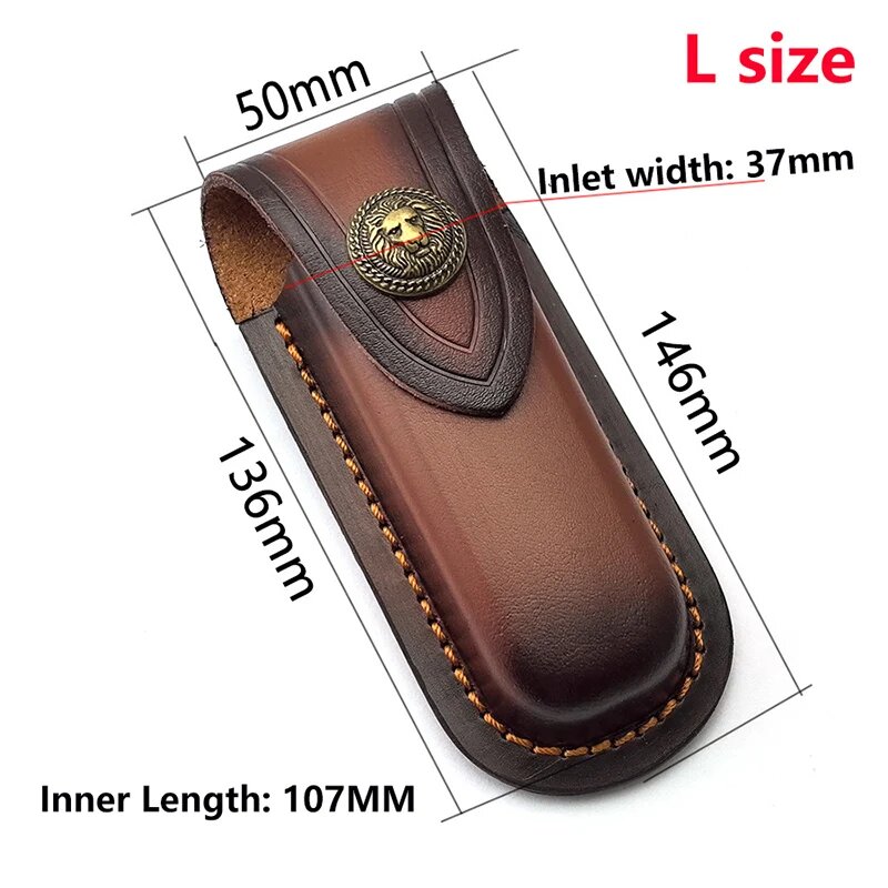 Ножны для складного ножа из коровьей кожи с латунной пряжкой 1pc L size