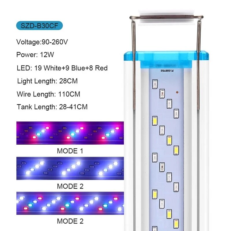 Светодиодный светильник для аквариума QRTURM RGB 28CM, 12W