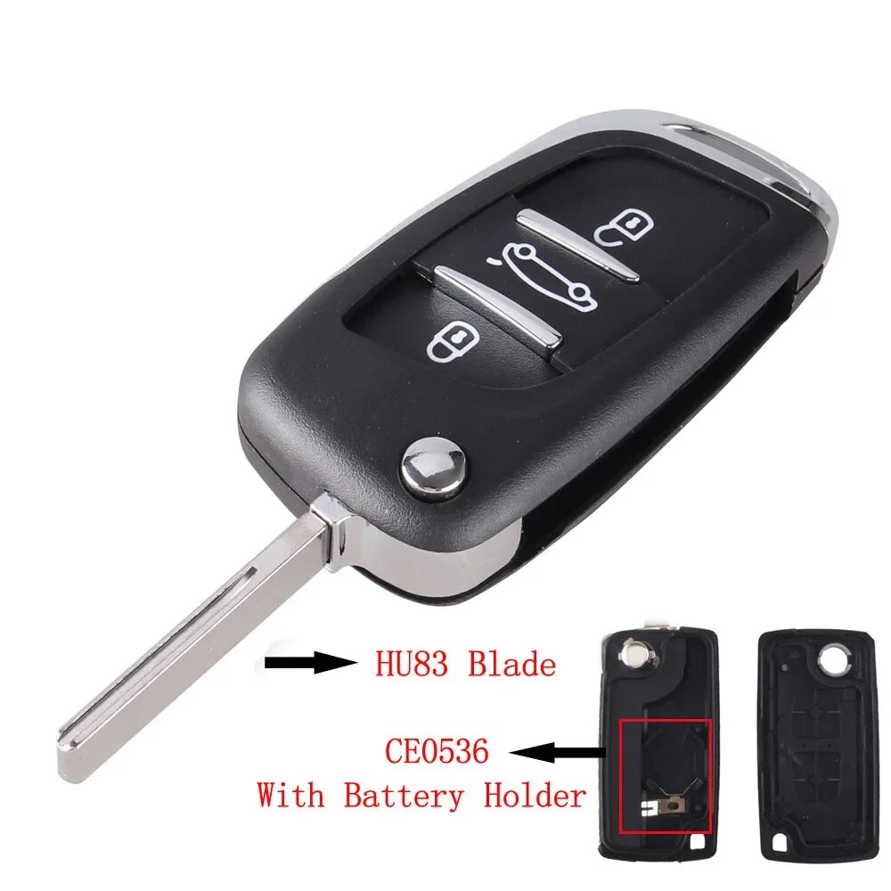 Ключ для Peugeot 207 307 407 408, Citroen C4 C2, HU83, CE0536