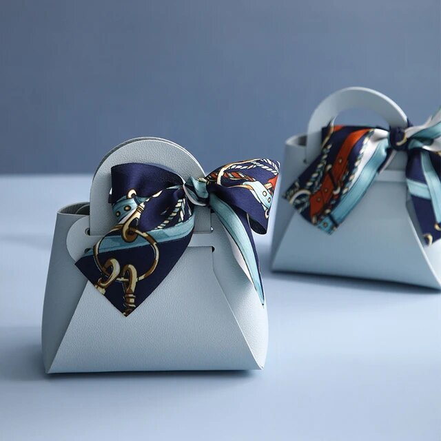 Кожаные подарочные пакеты набор из 15 штук A-blue