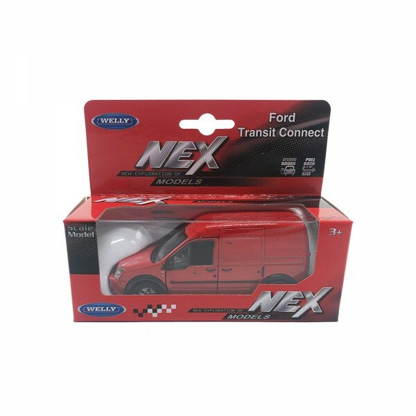 Машинка Welly Ford Transit Connect, красный, арт.43631W, коллекционная