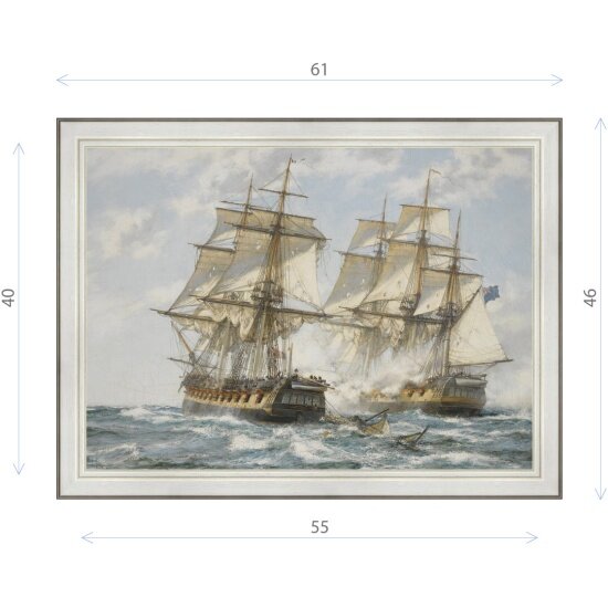 Картина Декор Депо Монтегю Доусона Бой фрегатов Матовая бумага в раме без стекла 46х61 см