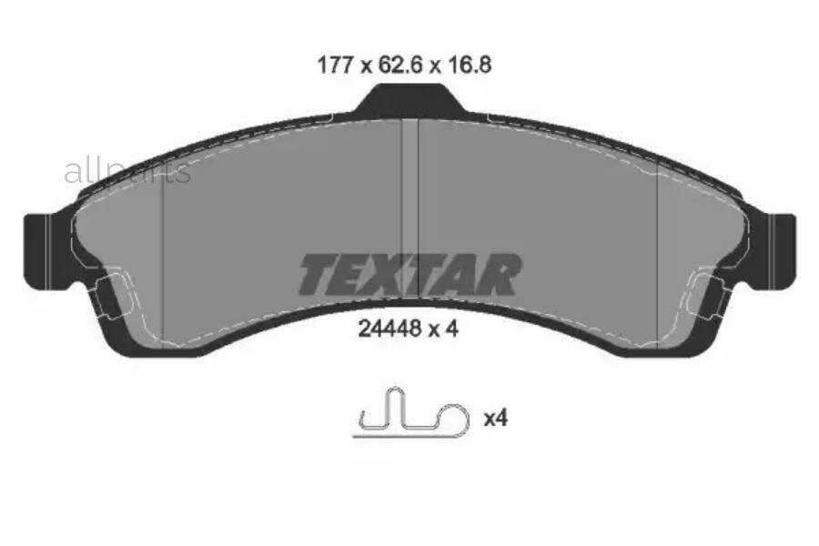TEXTAR 2444801 Колодки передние с противошумной пластиной Q+ TRBLAZER 2002-2005/SAAB 9-7X 4.2 TEXTAR 2444801