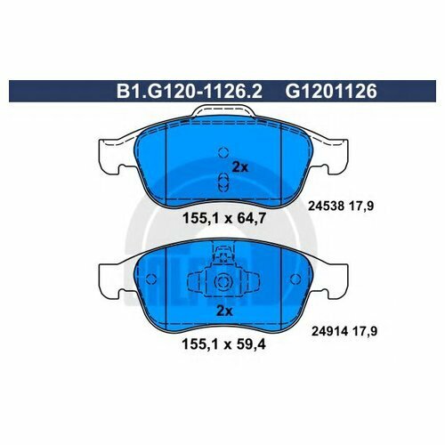 Комплект передних тормозных колодок Galfer B1G12011262