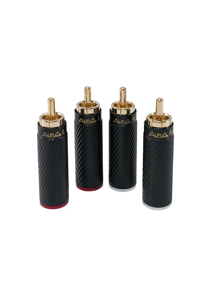 RCA коннектор для кабеля до 6 мм, 2 красных + 2 серых, блистер, AurA RCA-P616