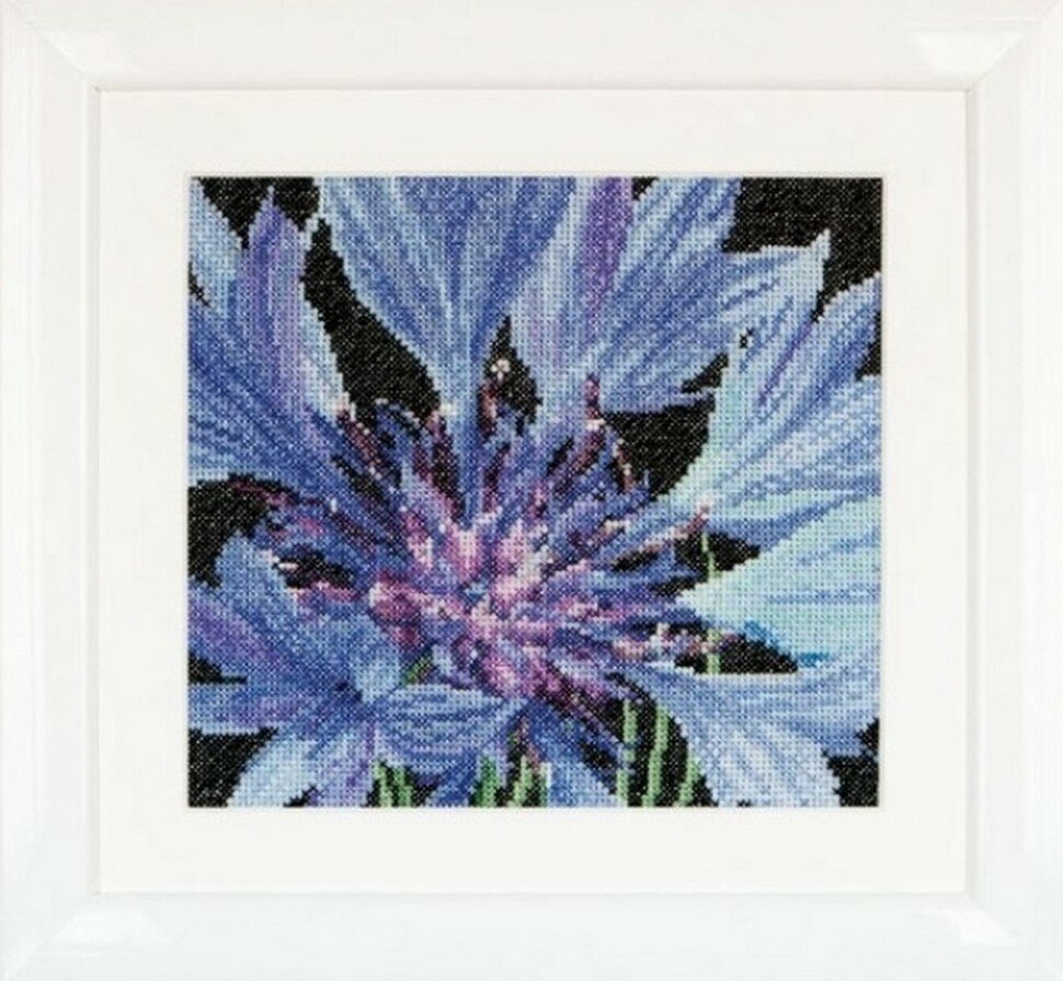 Набор для вышивания Thea Gouverneur #489A Cornflower (Василек), Счетный крест, 15 x 14 см