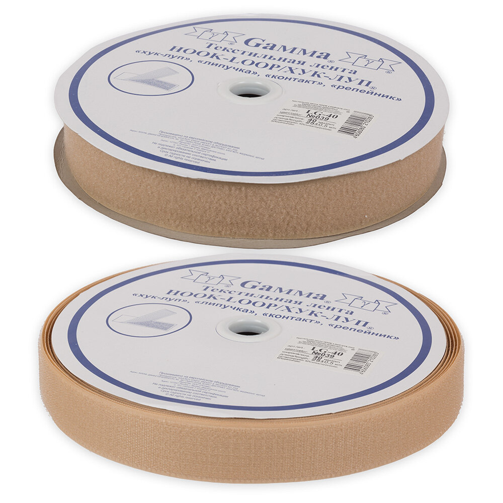 Липучка лента "Gamma" 40 мм LG-40 цв. 25 м №039 т. бежевый