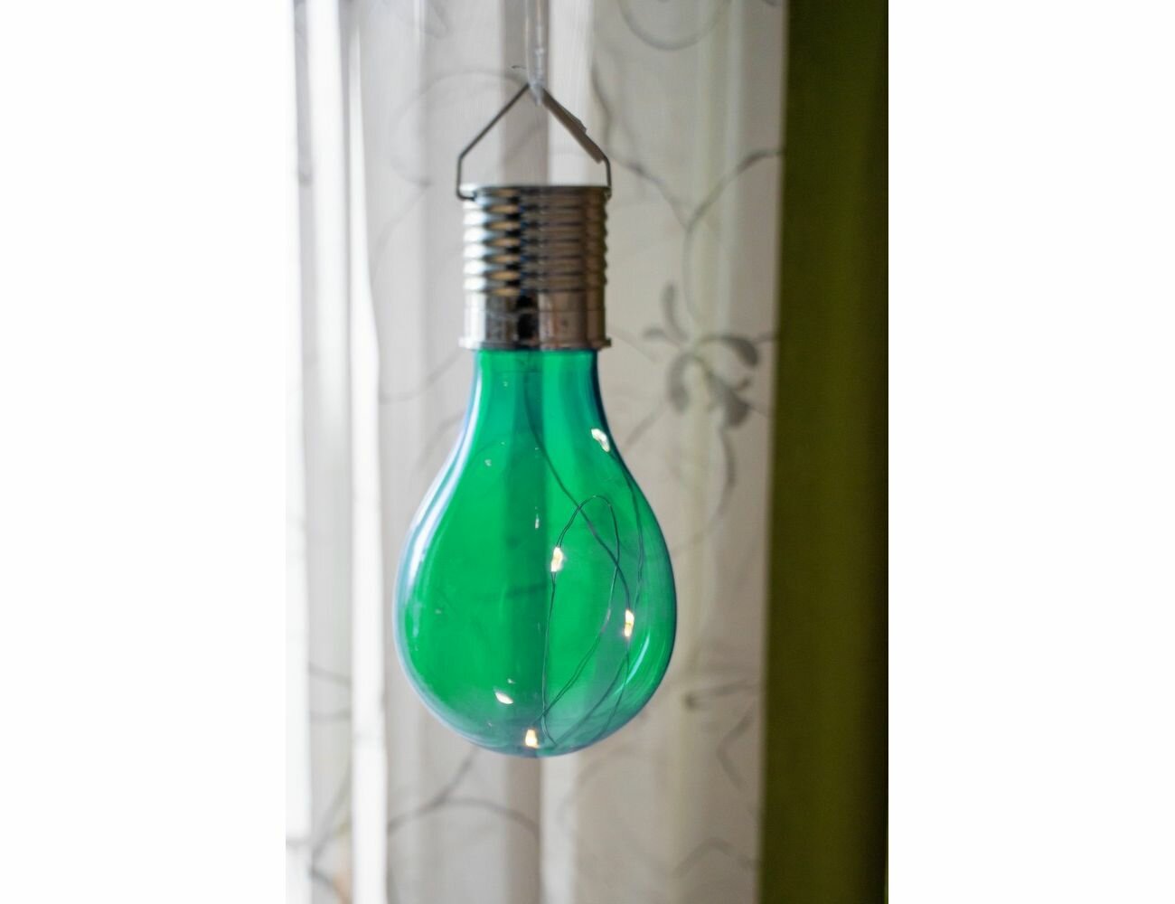 Садовый светильник Солар (Solar) дачная лампа на солнечной батарее, зелёный, 4 тёплых белых микро LED-огня, 14 см, Kaemingk 894992-4