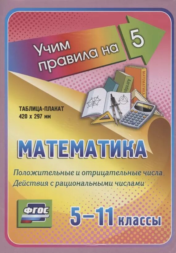 Математика. Положительные и отрицательные числа. Действия с рациональными числами. 5-11 классы. Таблица-плакат