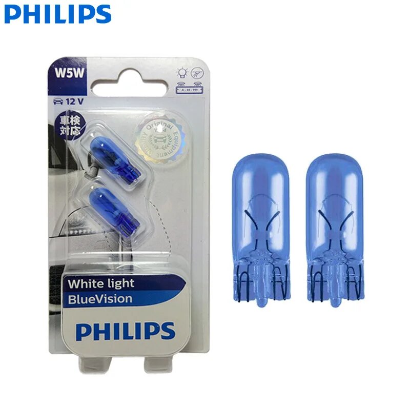 Лампы Для Освещения Салона Автомобиля Philips WhiteVision W5W T10 5W 4000K, Пара, Для Подсветки Номерного Знака