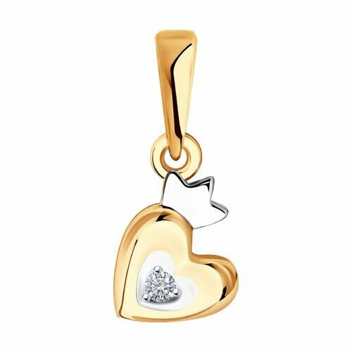 Подвеска, красное золото, 375 проба, фианит