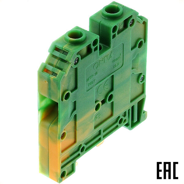 Клемма MTK 16(25) винтовая 1010532/1295 жёлто-зелёная 16мм2 750В ширина 11,6мм ONKA (4 шт. в наборе)
