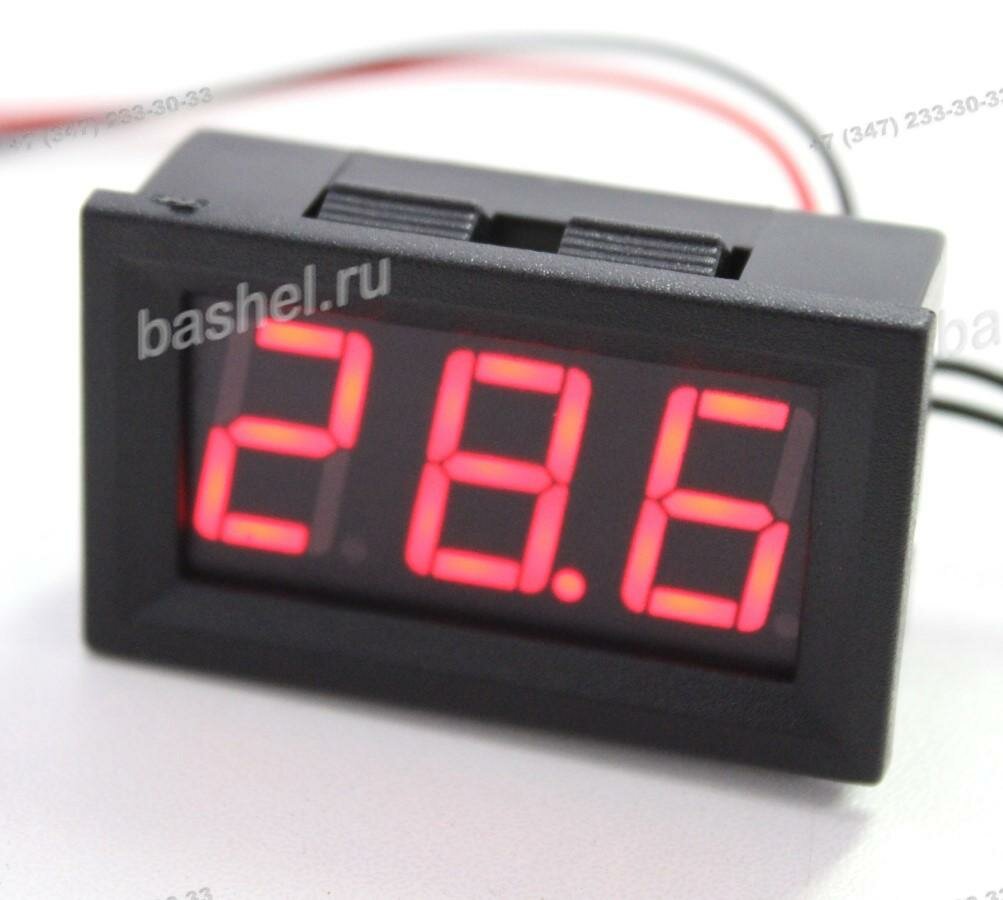 Термометр встраиваемый цифровой с датчиком NTC, 12В, красный (-50°C.+110°C)