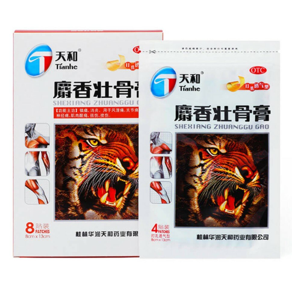 Пластырь противоотечный Tianhe Shexiang Zhuanggu Gao 8 шт