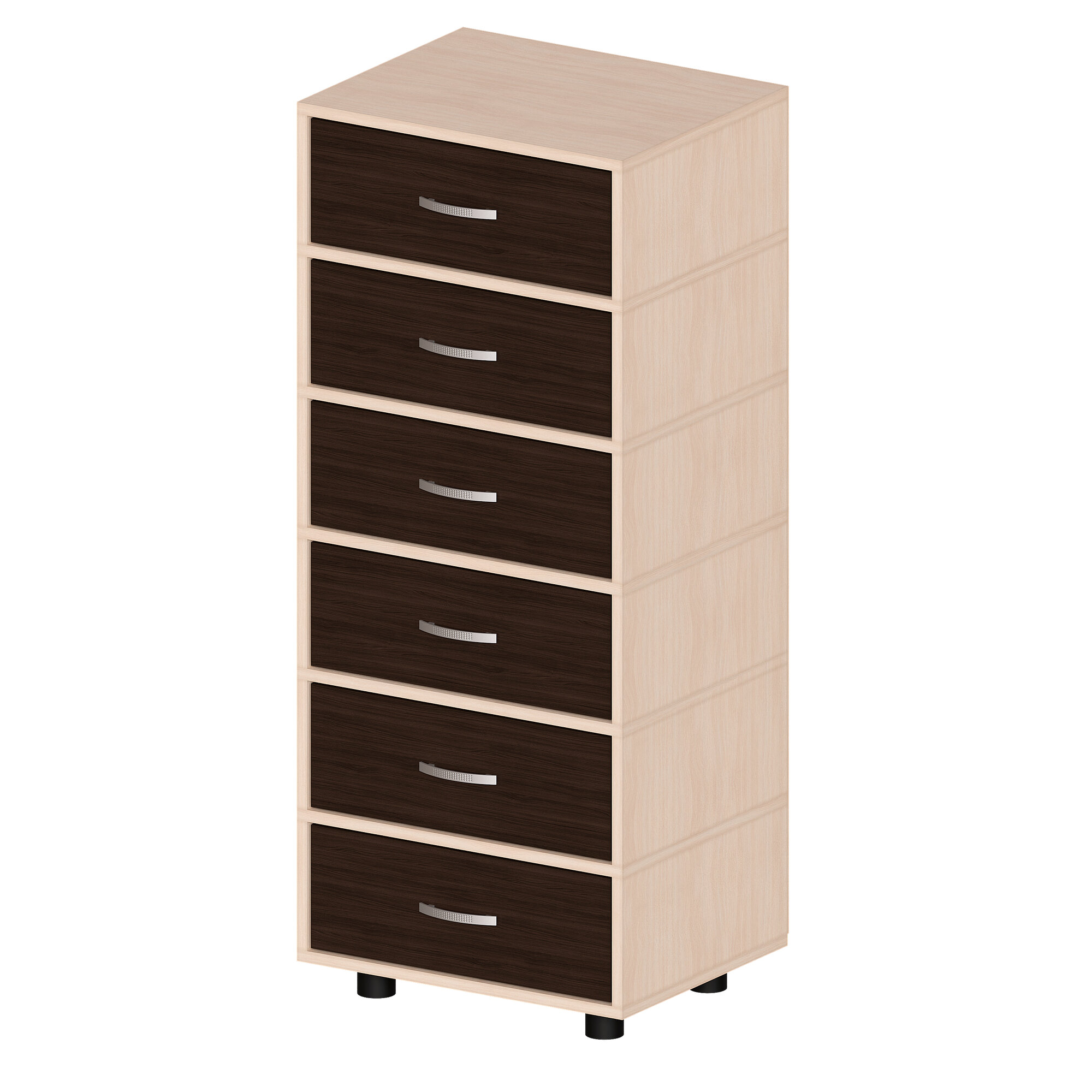 Комод СитиМебель-9 ШхГхВ: 40х30х122 см, цвет: каркас дуб молочный, фасад Венге