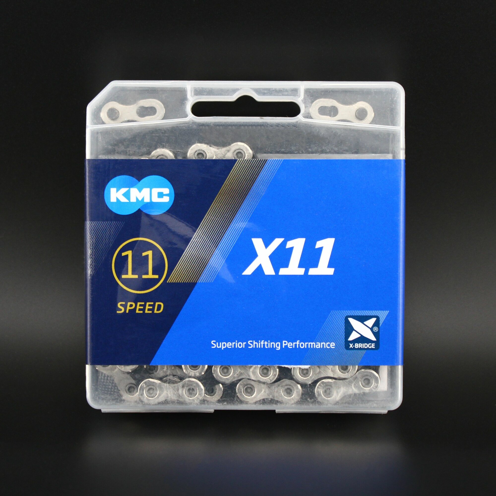 Цепь велосипедная KMC X11, 11 скоростей, 118 звеньев, Silver/Black, замок в комплекте