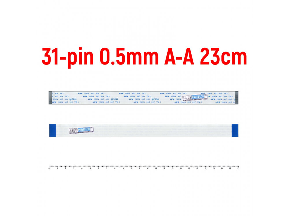 Шлейф FFC 31-pin Шаг 0.5mm Длина 23cm Прямой A-A AWM 20624 80C 60V VW-1
