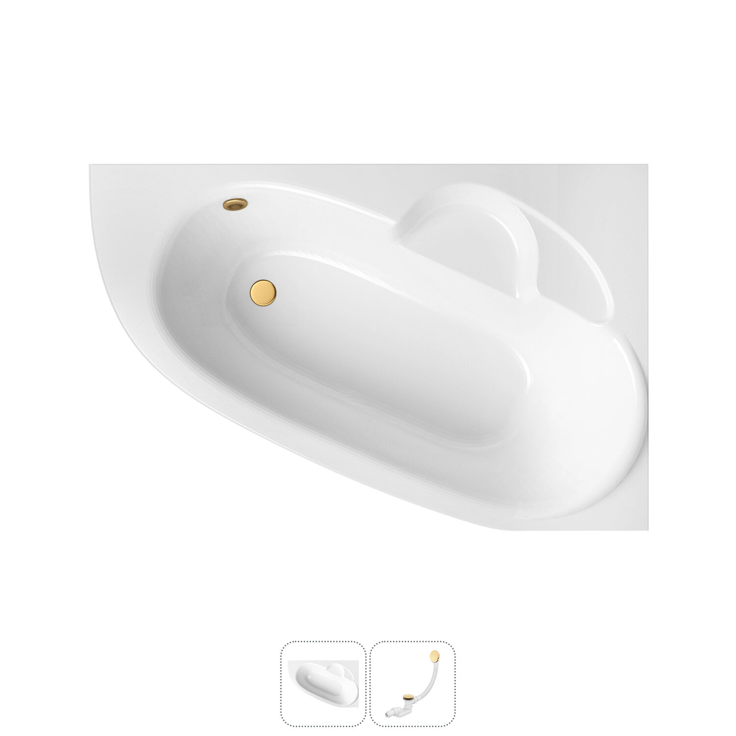 Угловая ванна акриловая 170 x 110 Lavinia Boho Bell Pro 202010900 в наборе 2 в 1: асимметричная ванна (правый разворот), слив-перелив