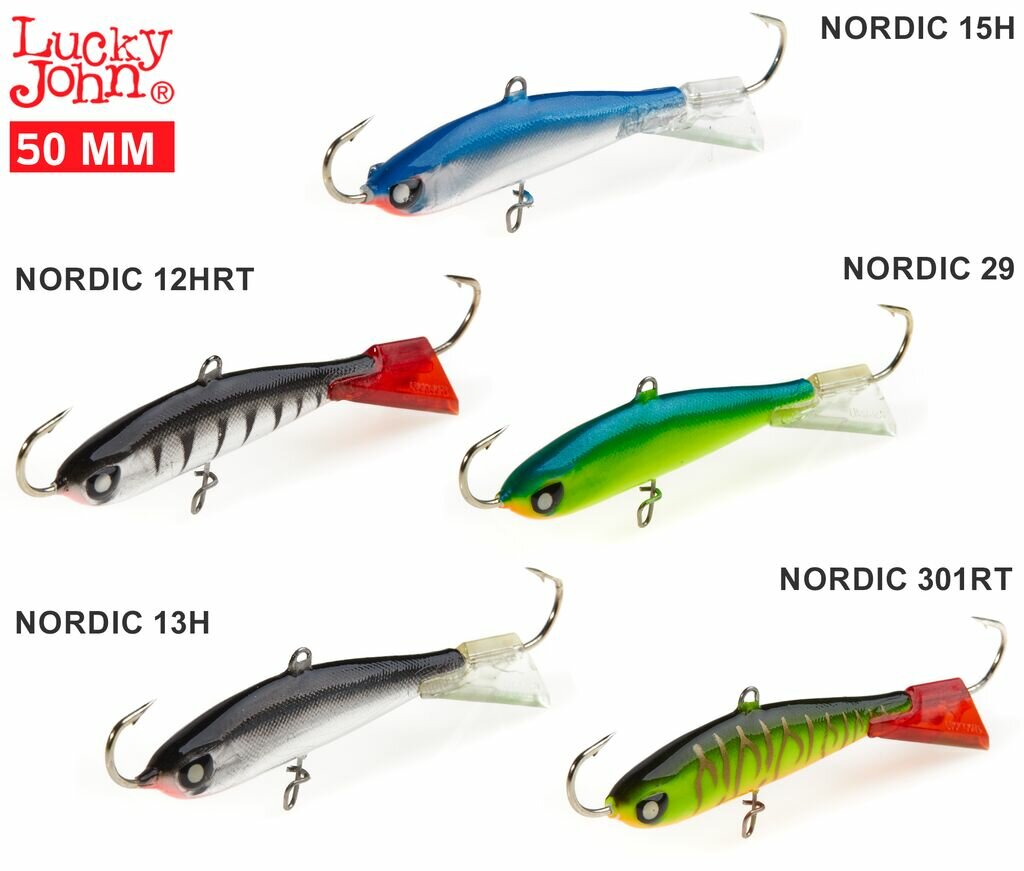 Балансиры Lucky John 5шт набор MIX NORDIC 5 50мм/12HRT/13H/15H/29/301RT 5шт без тройника