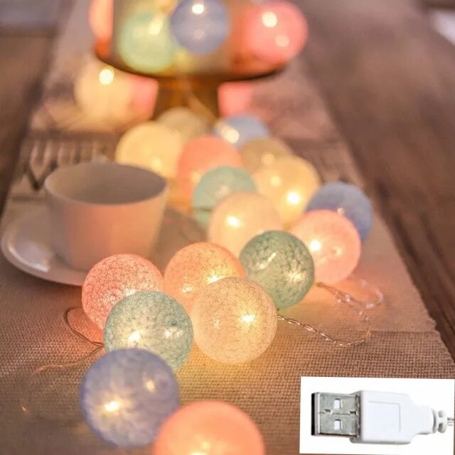 OKAL RED EAST Светодиодные Гирлянды-шары на Хлопковой Нити USB Multicolor, 6m 40leds