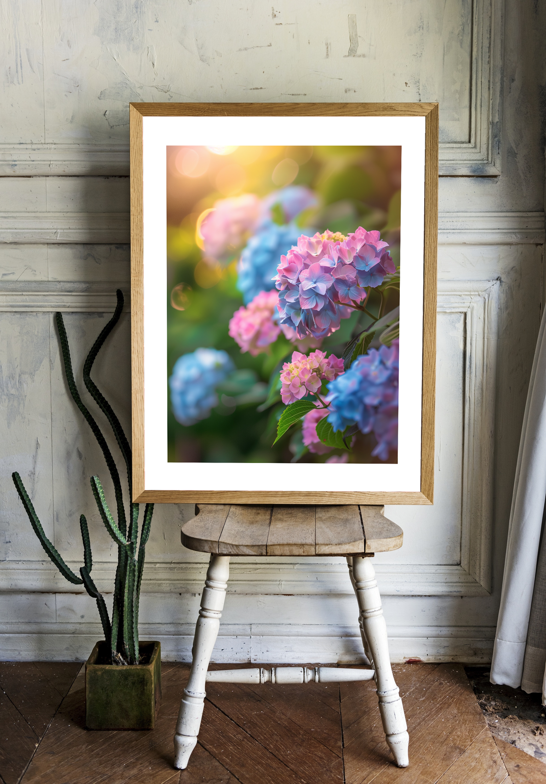 Постер "Гортензии в лучах солнца" 50x70 см в подарочном тубусе