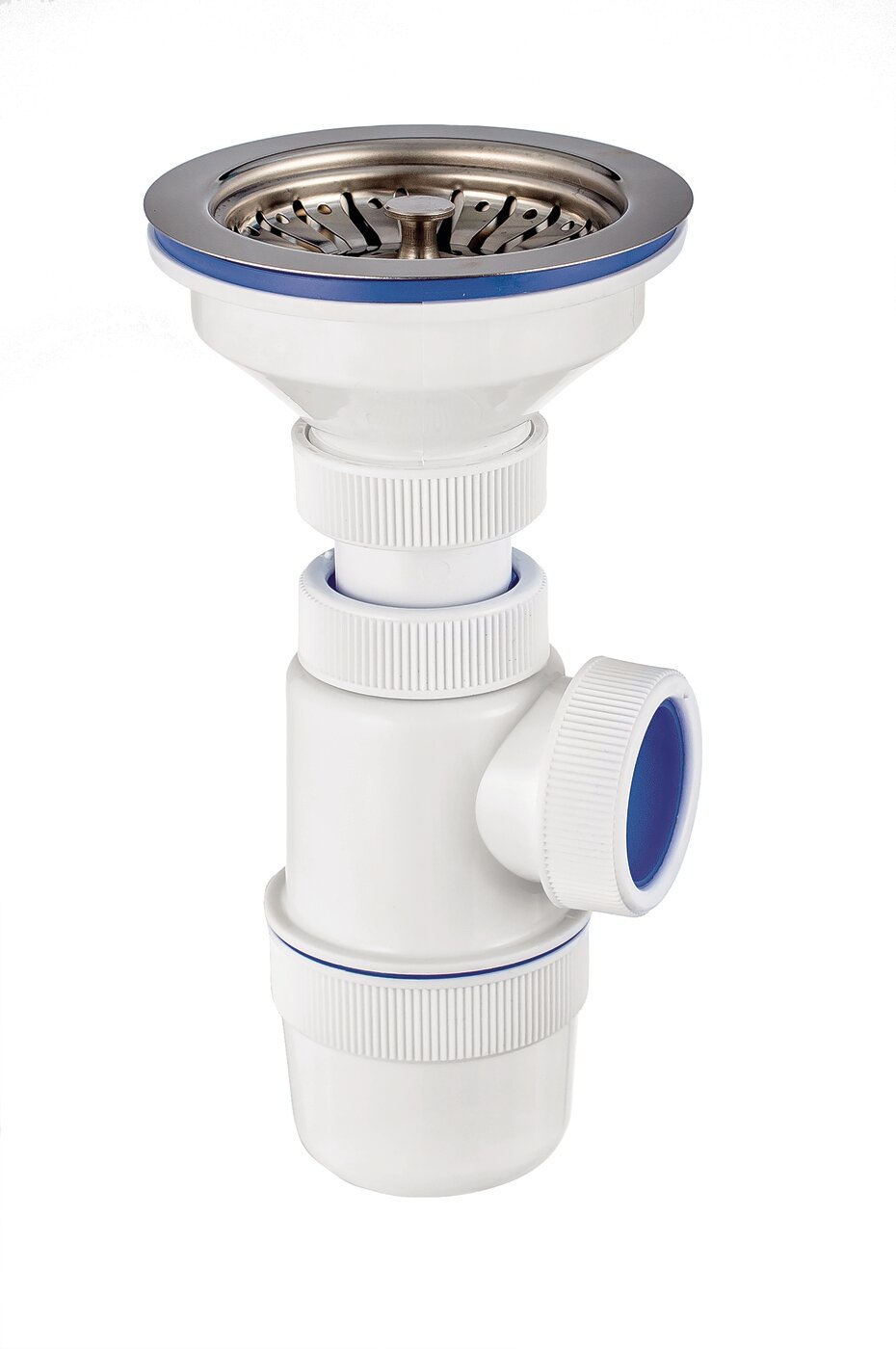 Сифон VIRPlast "Элит", белый, пластиковый, нержавеющая чашка, 114мм