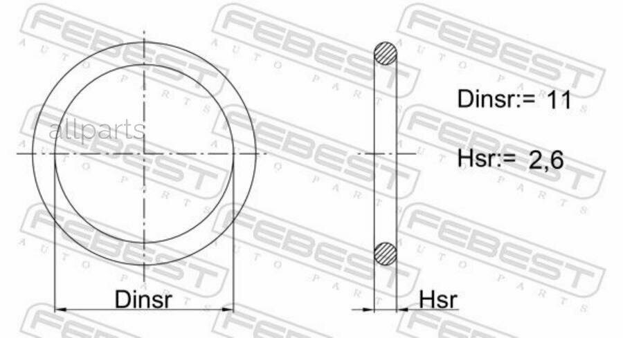 FEBEST 23400-030 кольцо уплотнительное 11X2.6 ZINORO VOLKSWAGEN TOYOTA SUZUKI SUBARU SKODA SEAT ROLLS-ROYCE P