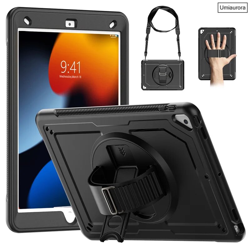 Umiaurora бронированный чехол для iPad 10.2 7-9 10 поколение Черный, IPad 7 8 9th (10.2), 01 Black