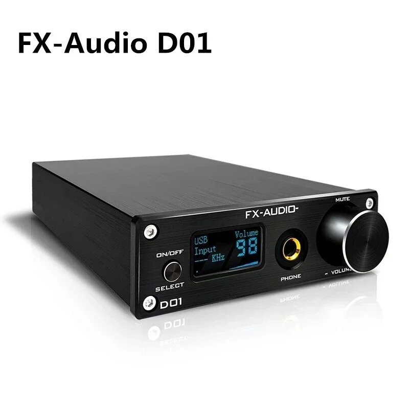 FX-Audio D01 USB DAC усилитель, серебристый — фото 1