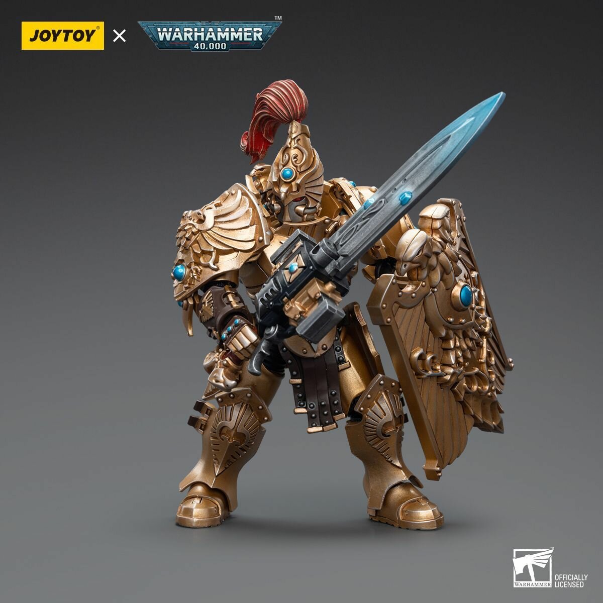 Боевой молотJOYTOY Warhammer 40k Adeptus Custodes Custodian Guard with Sentinel Blade and Praesidium Shield