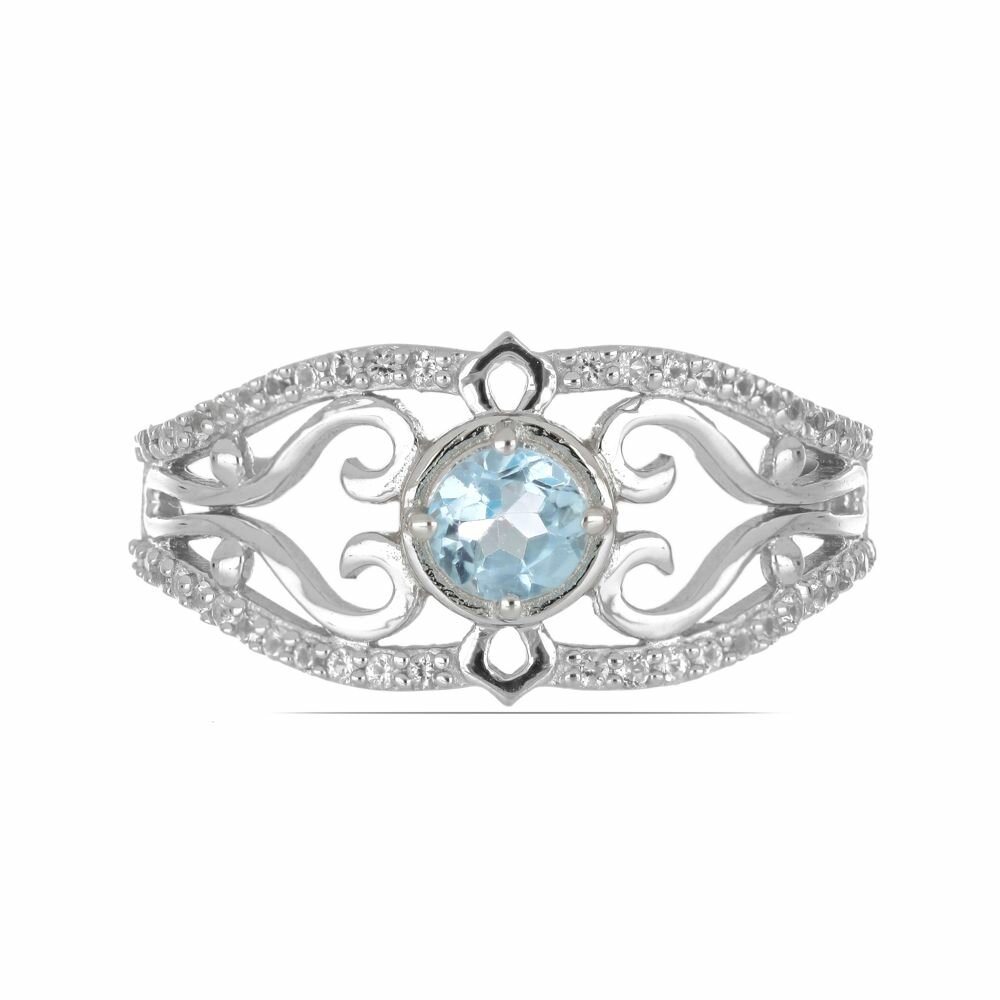 Кольцо, серебро, 925 проба, родирование, топаз