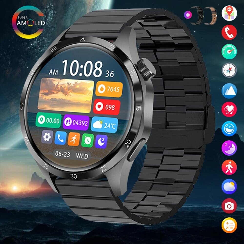 Умные часы Limited Edition 2025, Series 4 Pro+,3 ремешка, 46mm, черный