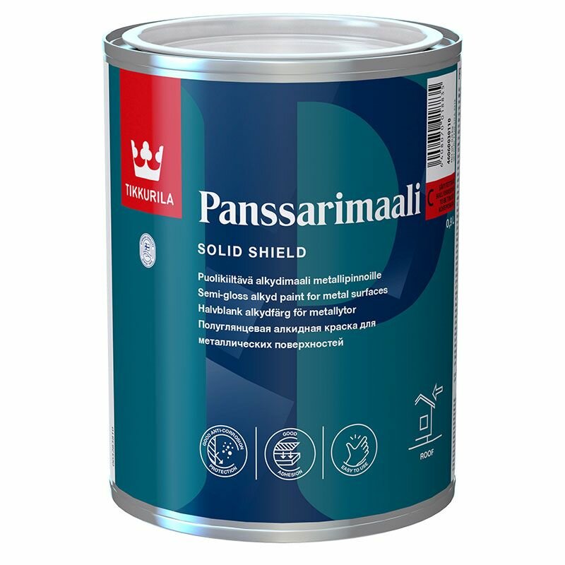 Краска для крыш, база C Tikkurila Panssarimaali 0.9 л, база C (только под колеровку)