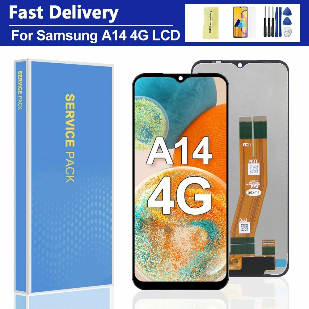 6,6 "для Samsung A14 4G ЖК-дисплей с цифровым преобразователем сенсорного экрана в A145P No Frame