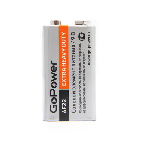 00-00015598 Carbon Zinc PRO Элемент питания Крона 6F22 9В, солевой, GoPower