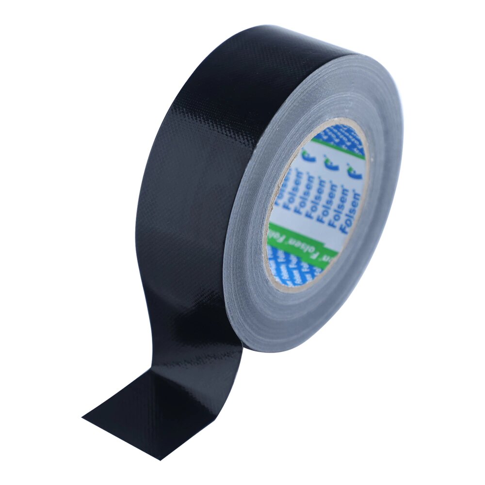 Клейкая лента армированная высокопрочная Folsen Heavy Duty 48 мм х 50 м тканевая черная 200 мкм