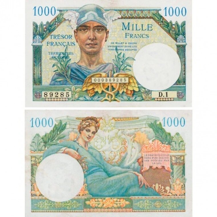 1000 франков 1947 Французская Республика, сувенирная копия, банкноты и купюры редкие коллекционные