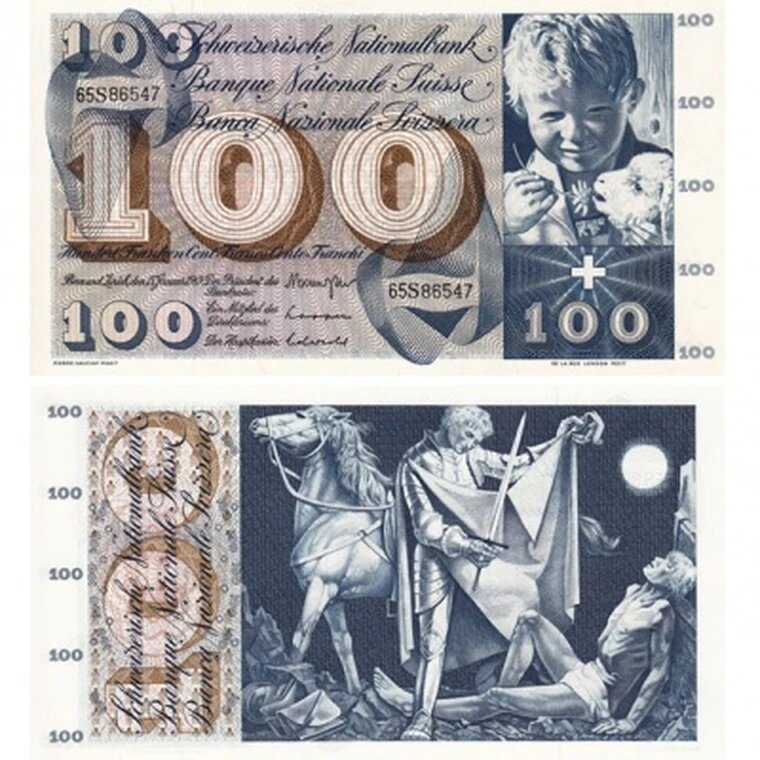 100 франков 1970 Швейцарская Конфедерация, сувенирная копия, банкноты и купюры редкие коллекционные