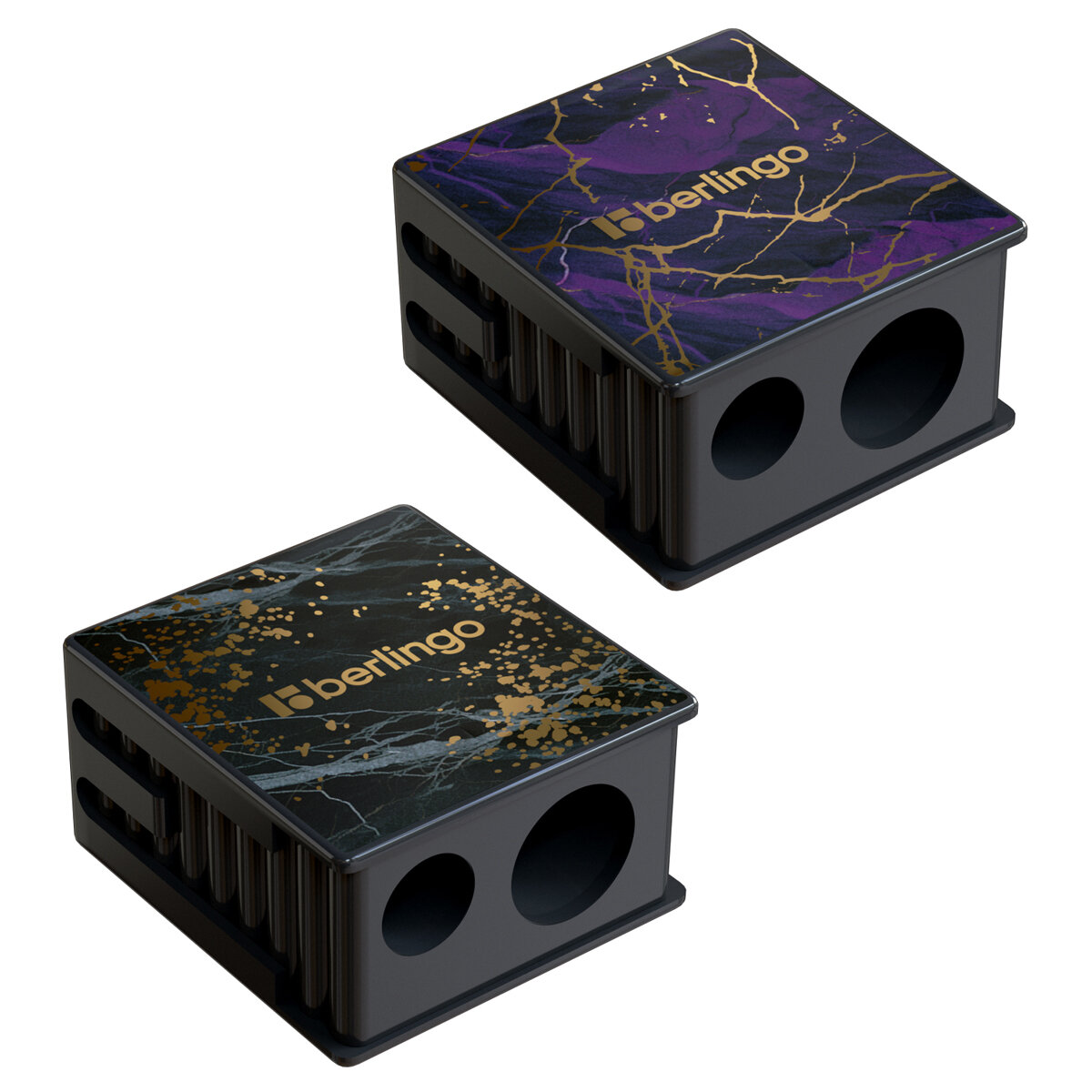 9 шт. Точилка пластиковая Berlingo "Golden Shade", с контейнером, 2 отверстия, ассорти