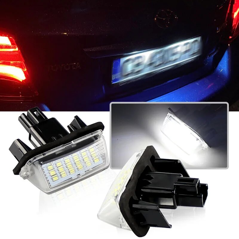 2 шт. светодиодные лампы освещения номерного знака для Toyota Camry Avalon Auris E18 Vios Esquire Esquire EZ Noah Proace City SAI