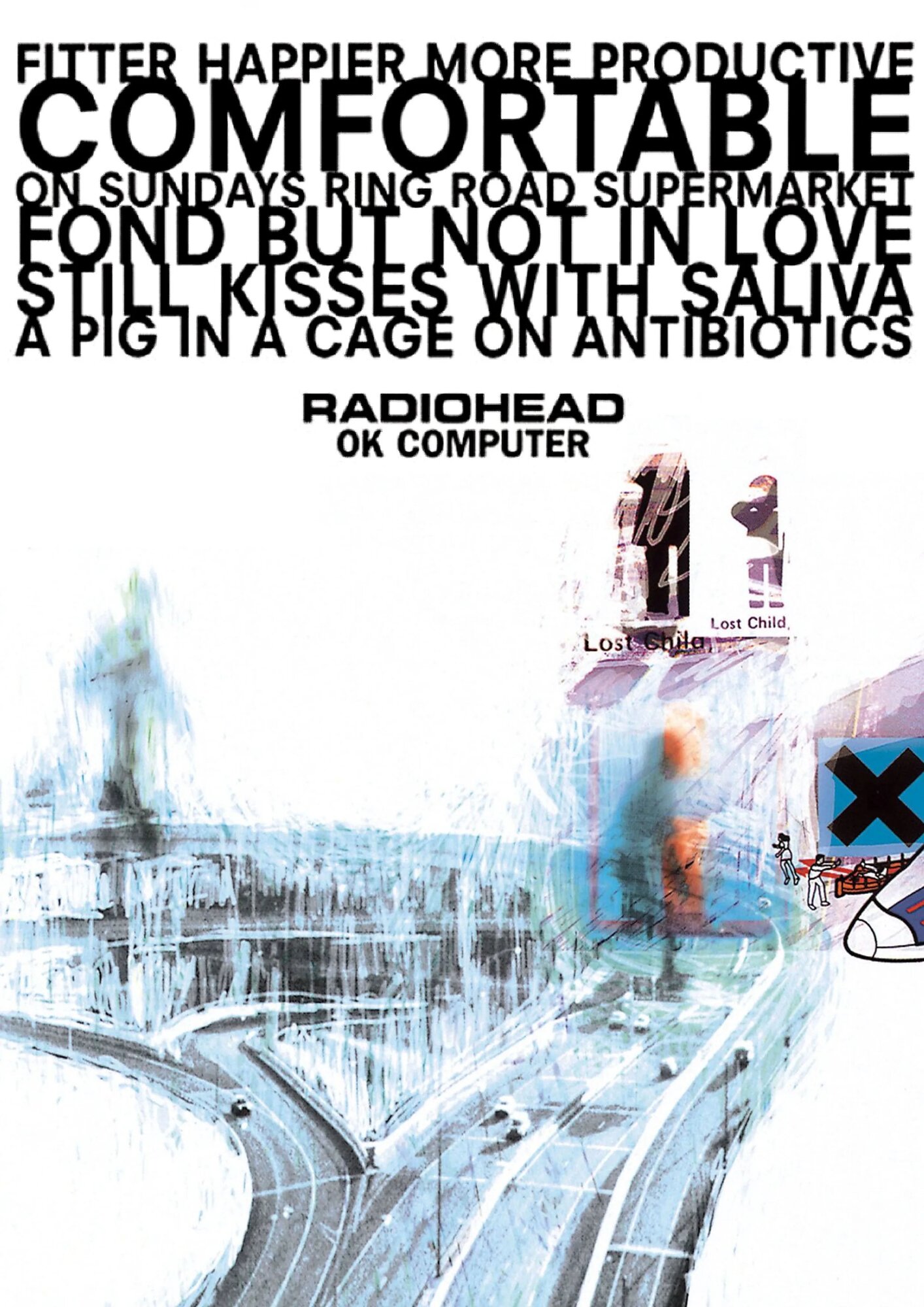 Постер Radiohead Ok Computer, холст, 13x18 см, синий